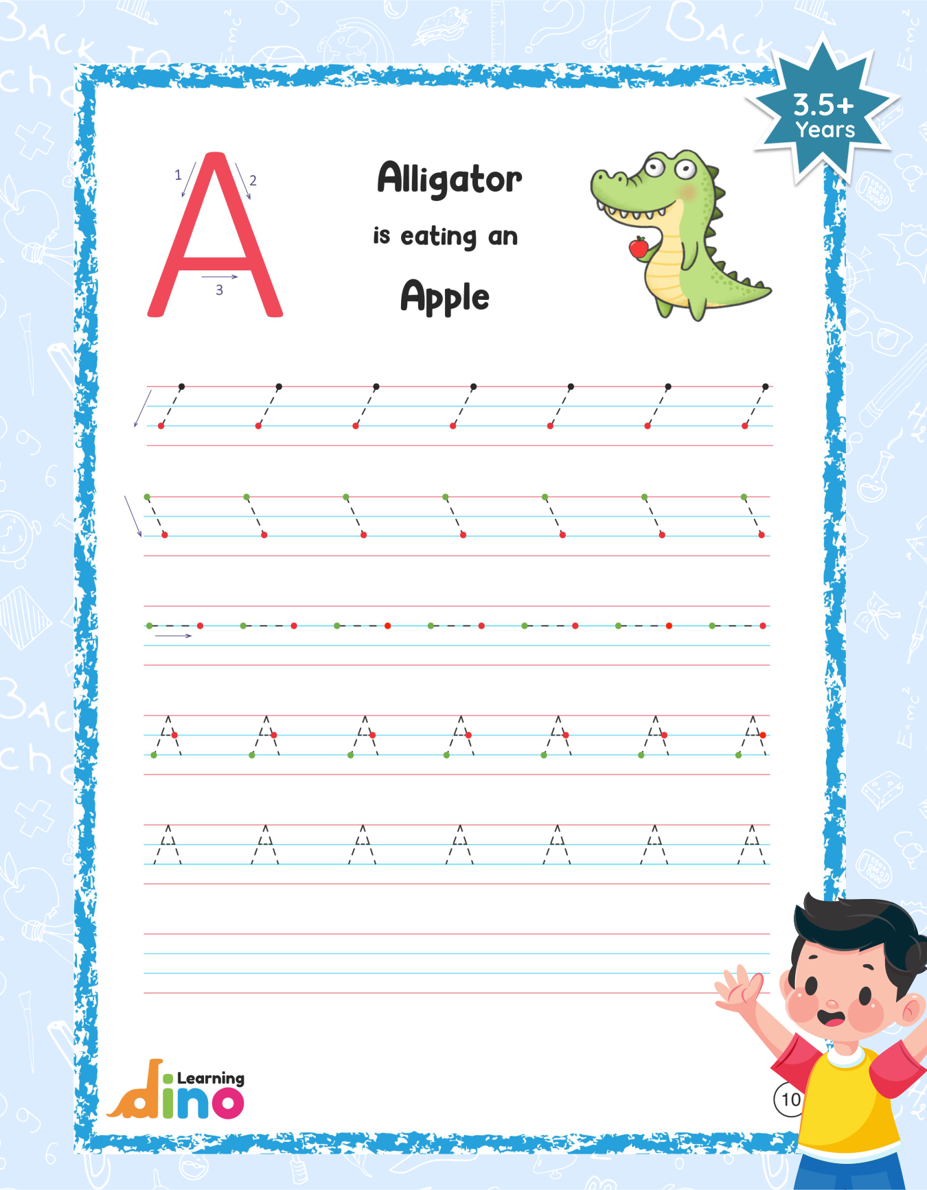 Learning Dino|Learning Dino LKG English Practice Worksheets Pack| JoGenii