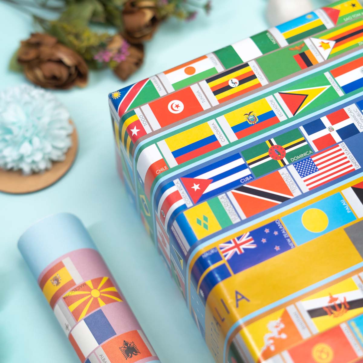 eVincE All Country Flags Gift wrapping Paper | set of 10 sheets | 70 x