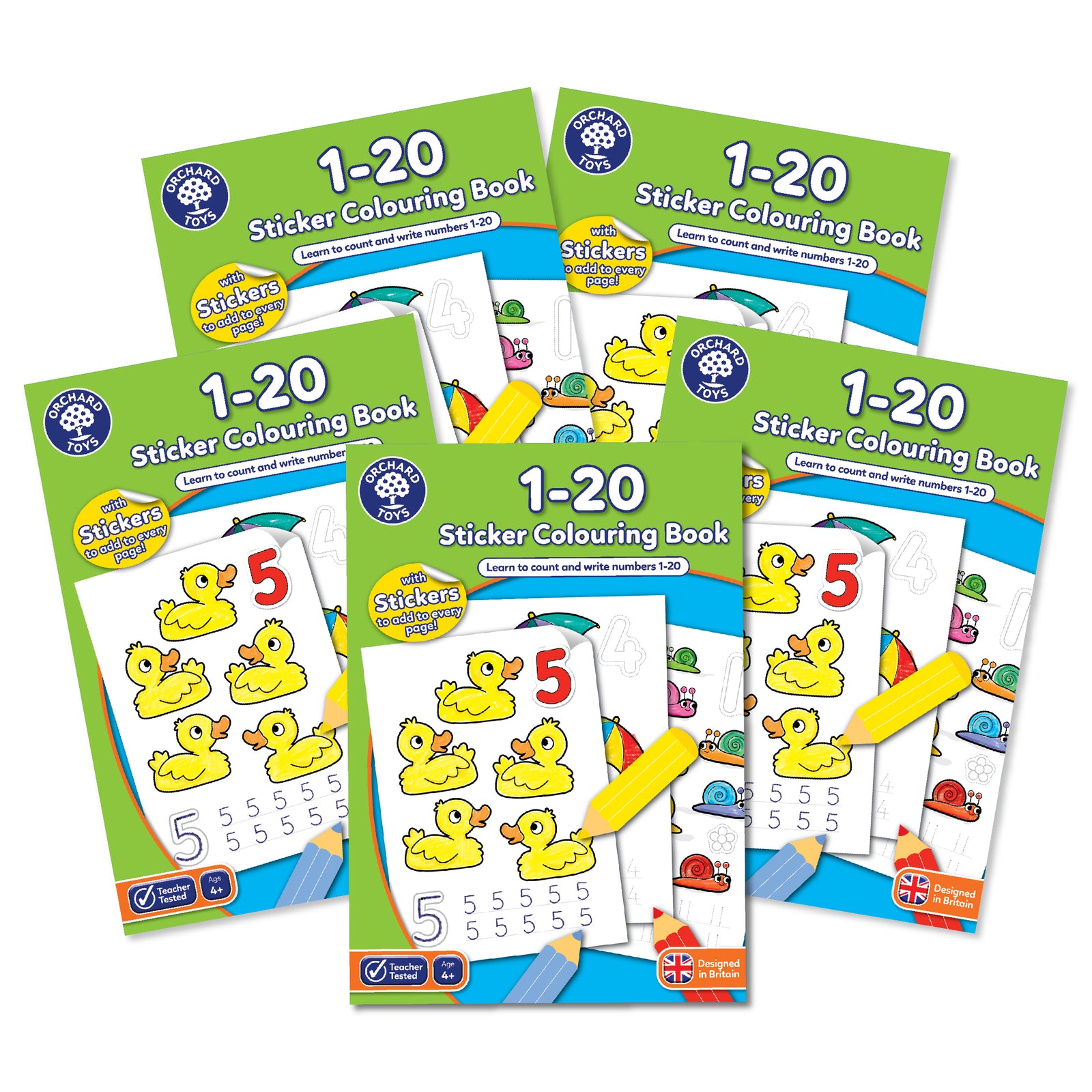 1-20 Sticker Colouring Books (5 pack)