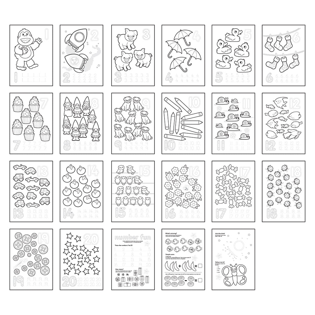 1-20 Sticker Colouring Books (5 pack)